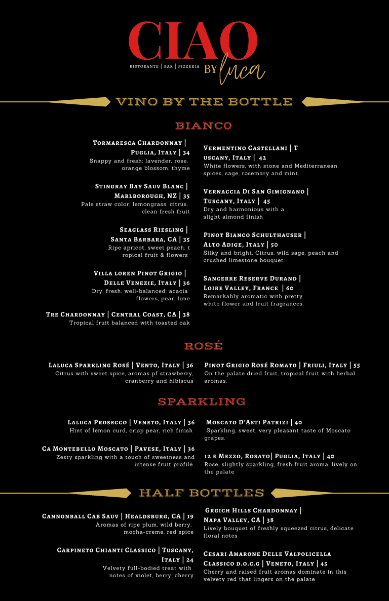 MENU - Ciao Italian Eatery