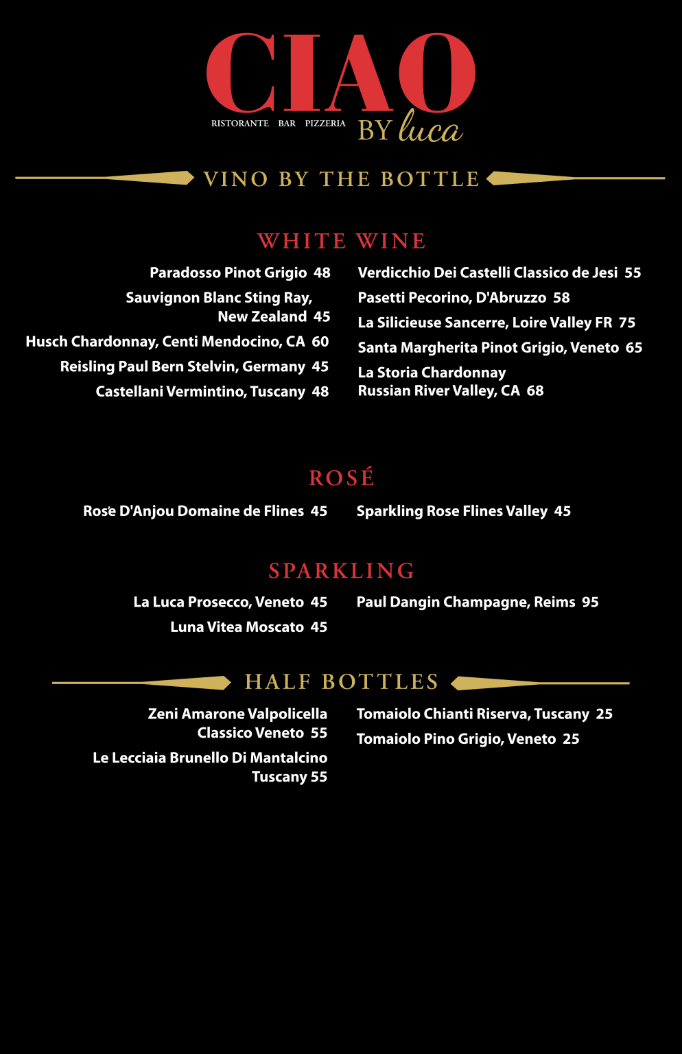 MENU - Ciao Italian Eatery